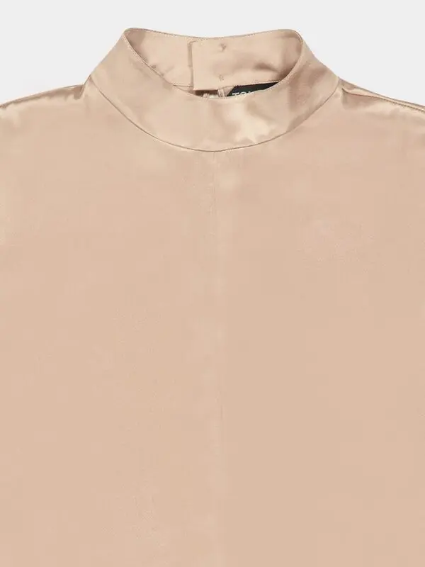 TOM FORD Charmeuse Mock Neck Blouse - Beige