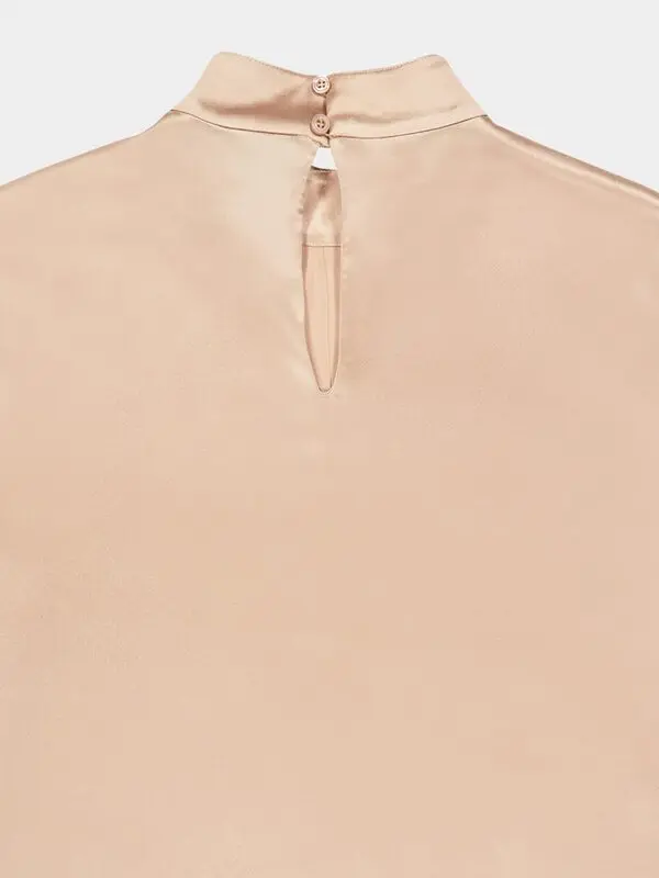 TOM FORD Charmeuse Mock Neck Blouse - Beige