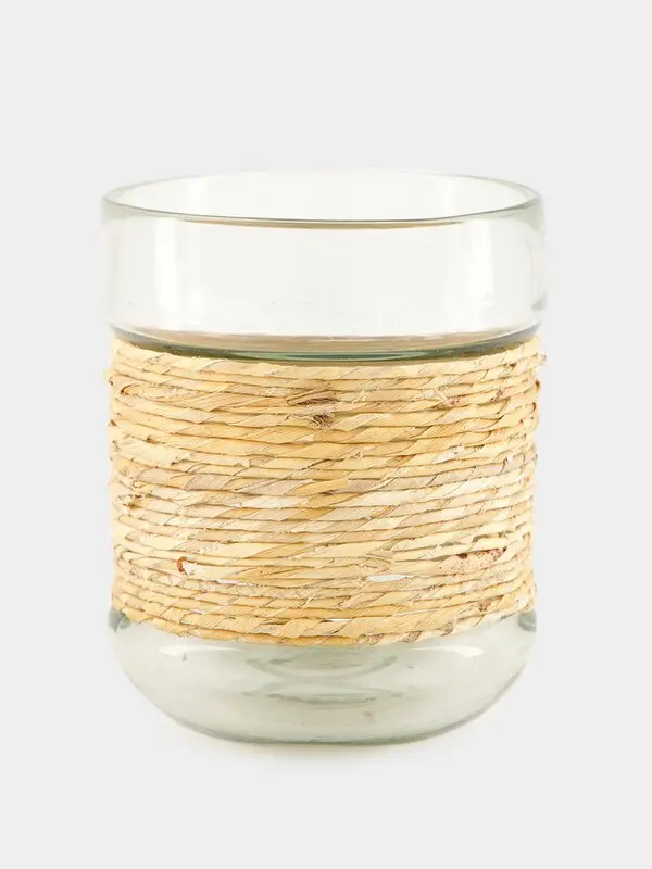 Madam Stoltz Glass Vase With Cane - Beige