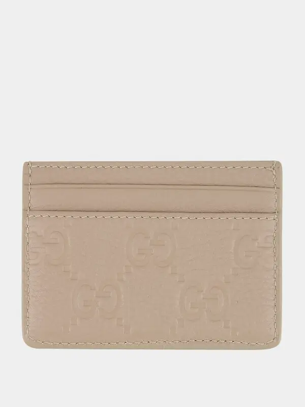 Gucci Taupe Gg Emblem Card Case