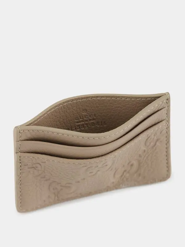 Gucci Taupe Gg Emblem Card Case