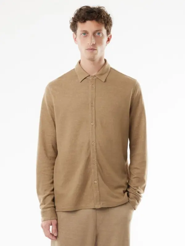 Majestic Filatures Desert Organic Cotton Linen Long-sleeved Shirt - Beige