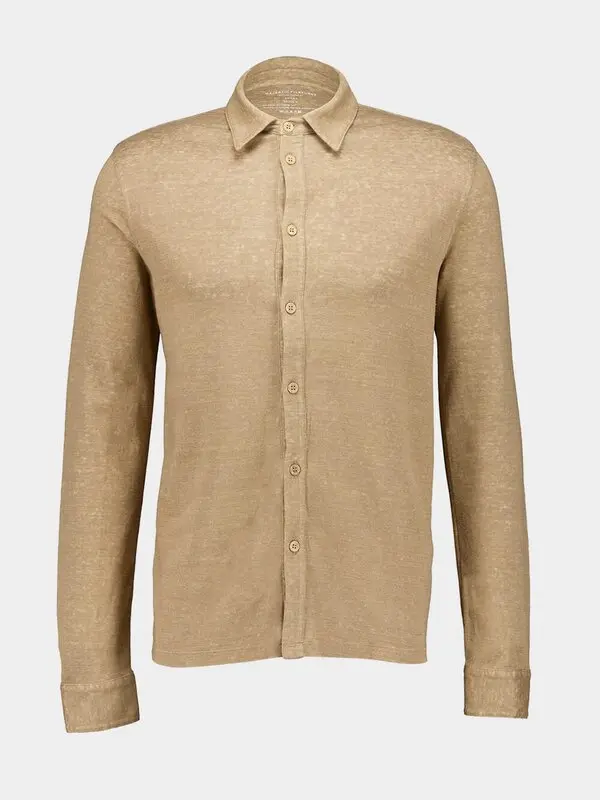 Majestic Filatures Desert Organic Cotton Linen Long-sleeved Shirt - Beige