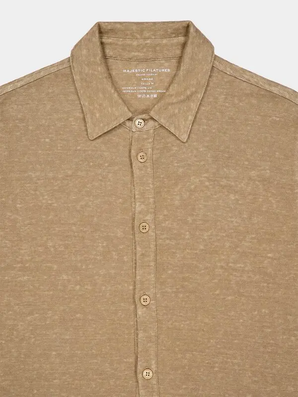 Majestic Filatures Desert Organic Cotton Linen Long-sleeved Shirt - Beige