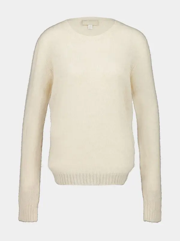 120% Lino Natural Cashmere Blend Sweater - Cream