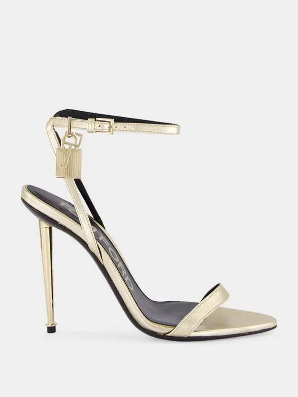 TOM FORD Laminated Nappa Leather Padlock Sandal - Gold