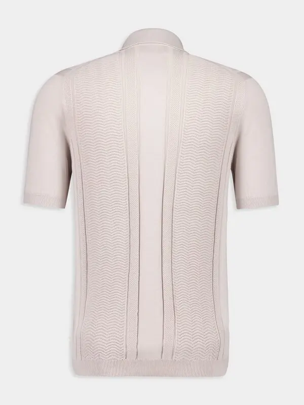 Brunello Cucinelli Cotton Knit Polo With Jacquard Stripes