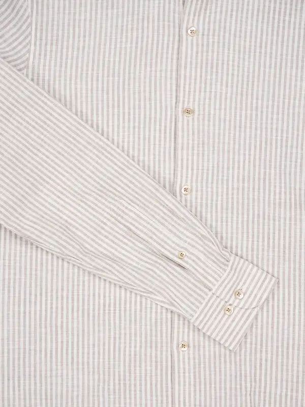 Boglioli White & Striped Cotton-linen Shirt
