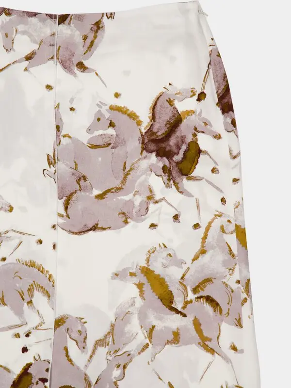 Altuzarra Benji Saddle Horse Print Silk Maxi Skirt
