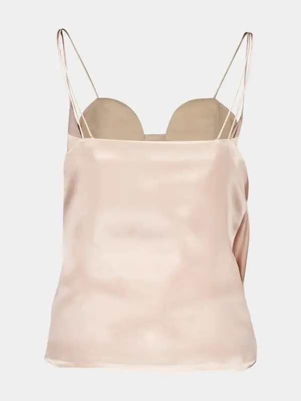 Balmain Draped Satin Bustier Top - Beige
