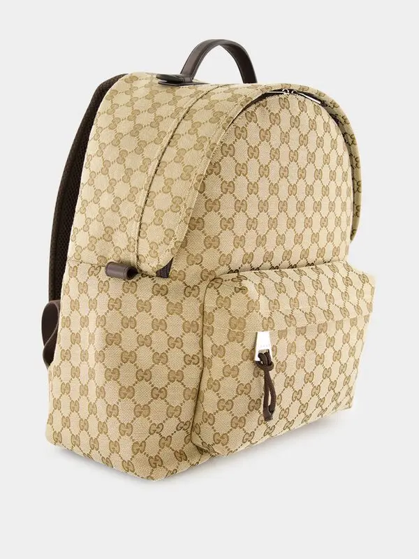 Gucci Gg Canvas Backpack With Zip Closure