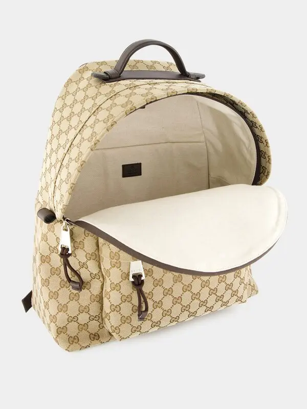 Gucci Gg Canvas Backpack With Zip Closure