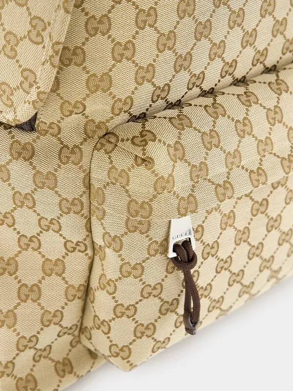 Gucci Gg Canvas Backpack With Zip Closure