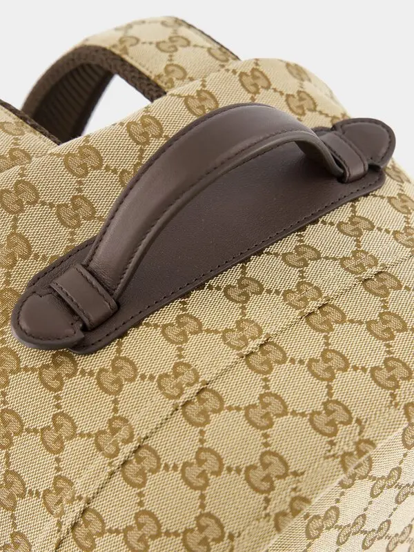 Gucci Gg Canvas Backpack With Zip Closure