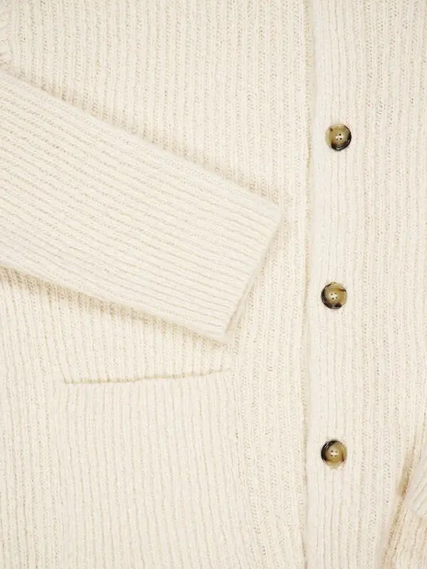 AMI Paris Knit Cardigan With Branded Buttons - Cream