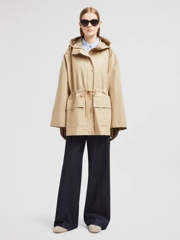Moncler Gaillon Hooded Cotton Parka Coat - Beige