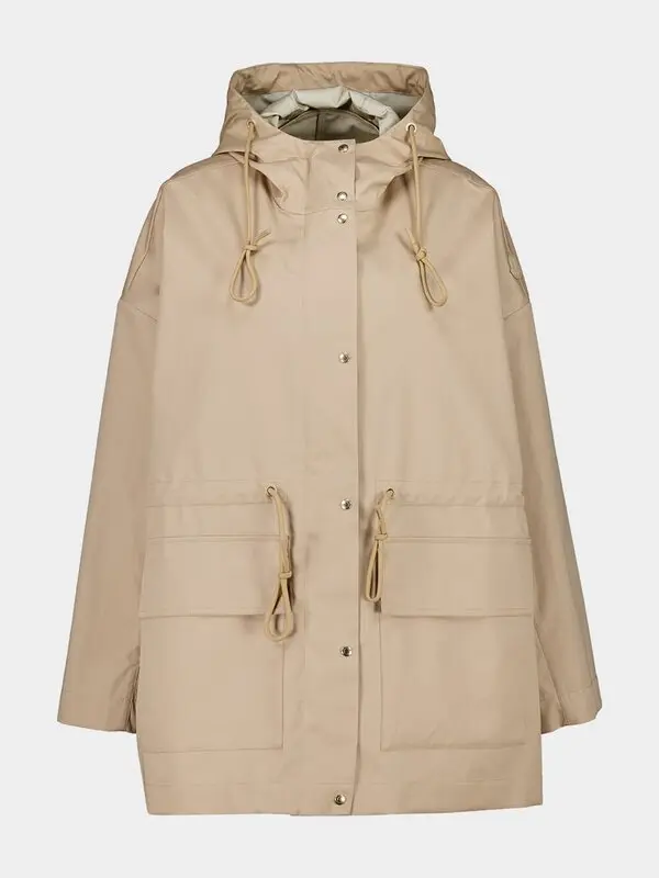 Moncler Gaillon Hooded Cotton Parka Coat - Beige