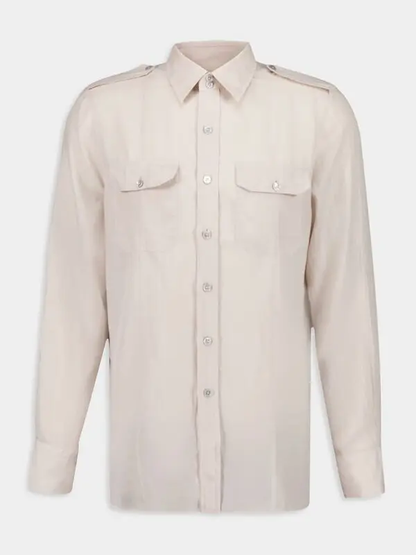 TOM FORD Light Military-inspired Twill Shirt - Beige
