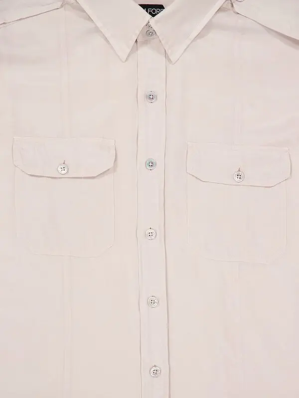 TOM FORD Light Military-inspired Twill Shirt - Beige
