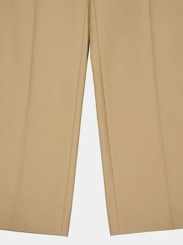 Gucci Cotton Drill Pleated Pants With Horsebit Buckle Belt