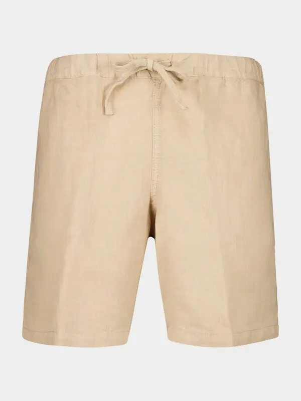 120% Lino Linen Bermuda Shorts - Beige
