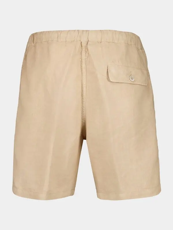 120% Lino Linen Bermuda Shorts - Beige