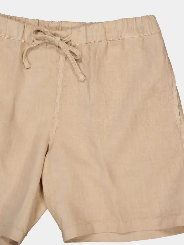 120% Lino Linen Bermuda Shorts - Beige