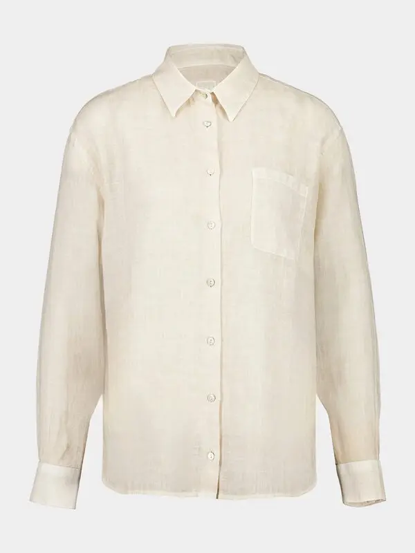 120% Lino Safari Soft Fade Long Sleeve Shirt - Beige