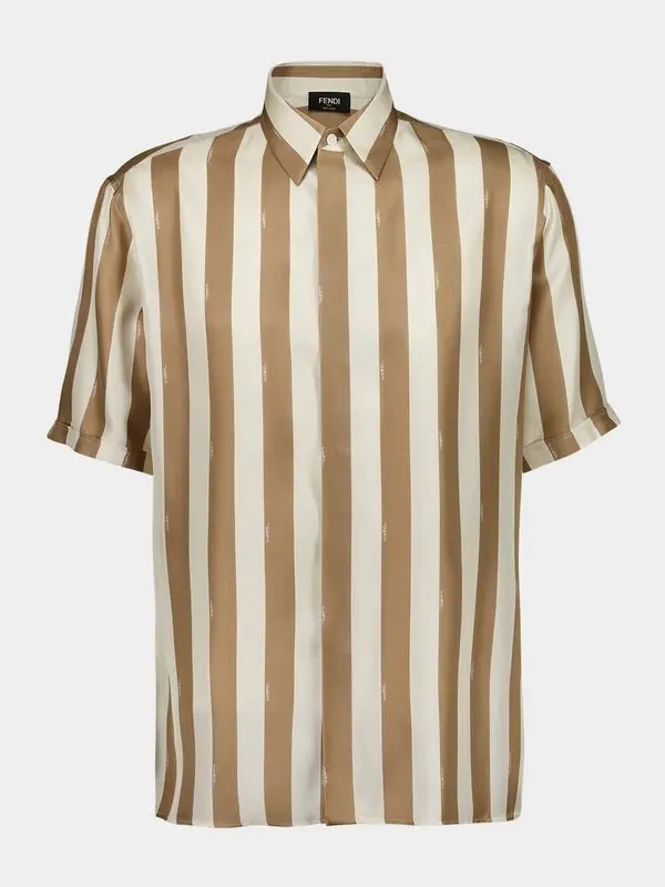 Fendi Pequin Silk Short-sleeve Shirt - Beige