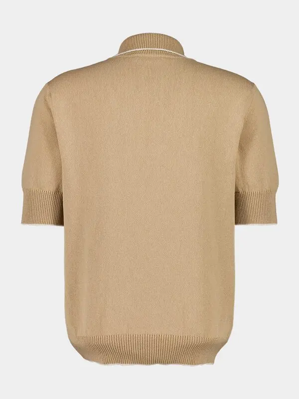 Balmain Cusson Embroidered Knit Polo Shirt - Beige