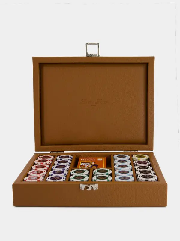 Hector Saxe Paris Leather Poker Set - Gold