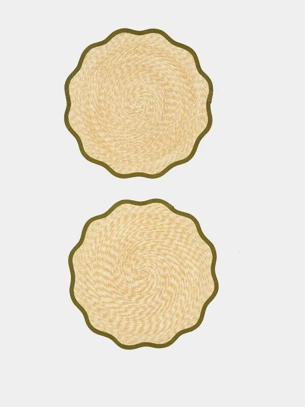 La DoubleJ Palm Straw Cloud Placemat Set Of 2 - Beige