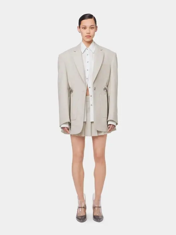 Rabanne Mottled Wool-cotton Blend Blazer - Beige