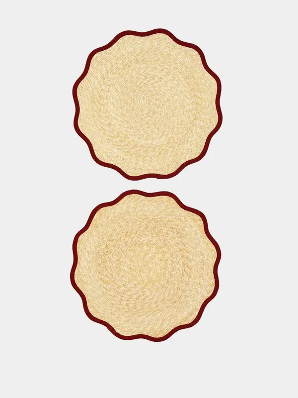 La DoubleJ Palm Straw Cloud Placemat Set Of 3 - Beige