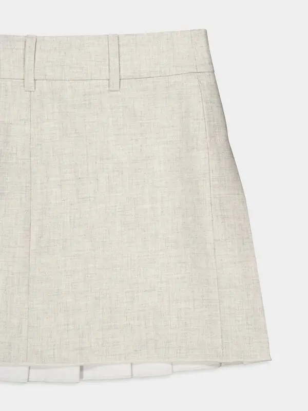 Rabanne Mottled Wool Mini Pleated Skirt - Beige