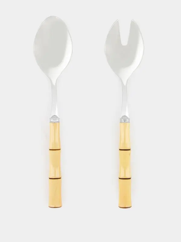 CAPDECO Byblos Bamboo Salad Serving Set By - Brown