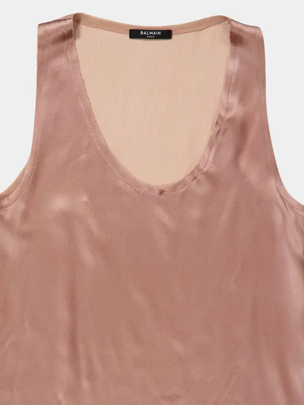 Balmain Silk Crepe V-neck Sleeveless Top