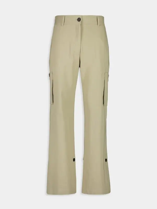 FERRAGAMO Silk Blend Cargo Trousers - Beige