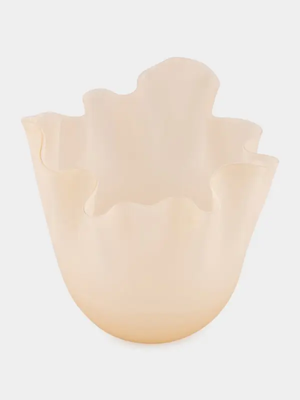 VENINI Fazzoletto Murano Glass Vase - Beige
