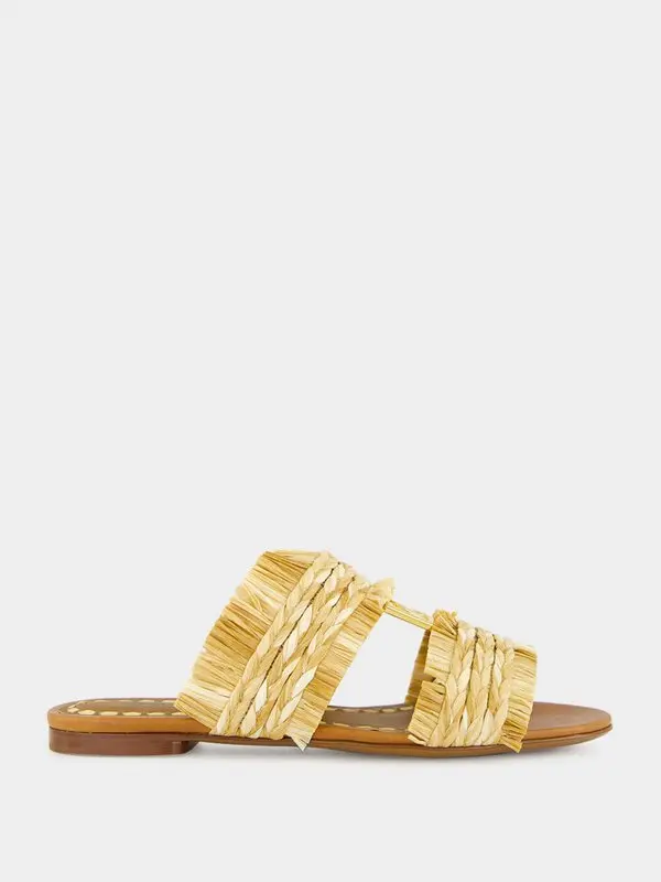 Dolce & Gabbana Braided Raffia Flat Slippers - Beige