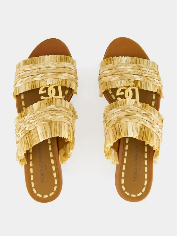 Dolce & Gabbana Braided Raffia Flat Slippers