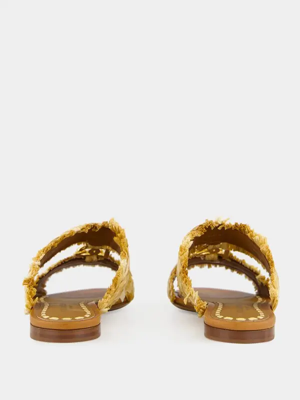 Dolce & Gabbana Braided Raffia Flat Slippers