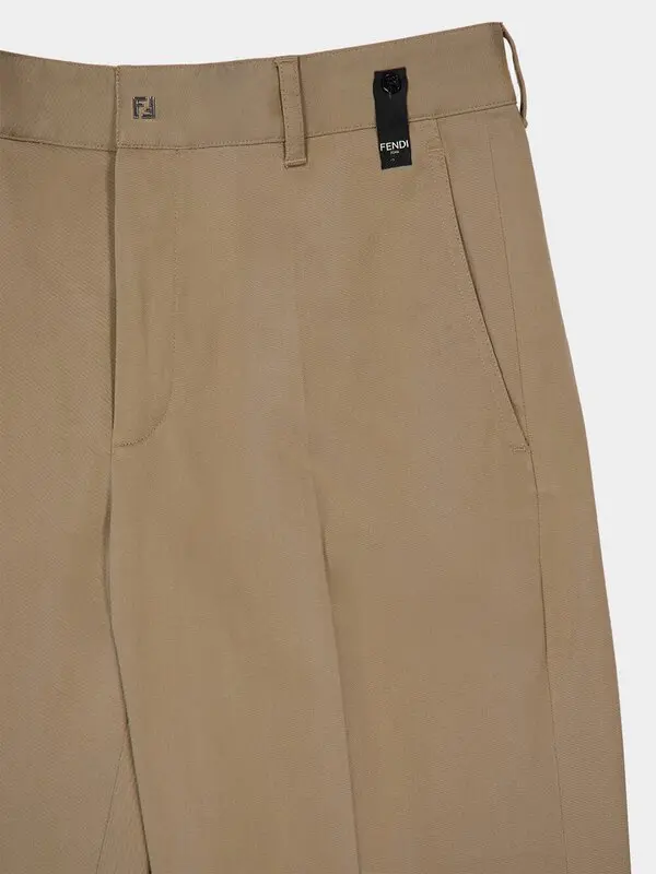 Fendi Gabardine Cigarette Trousers - Beige
