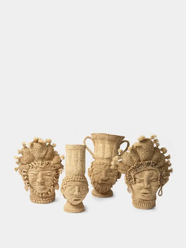 NATALIA BRILLI Natural Raffia Sicilian Moor´s Head Vase