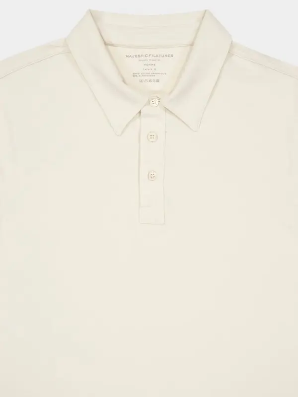 Majestic Filatures Ecru Organic Cotton Short-sleeve Polo - Beige