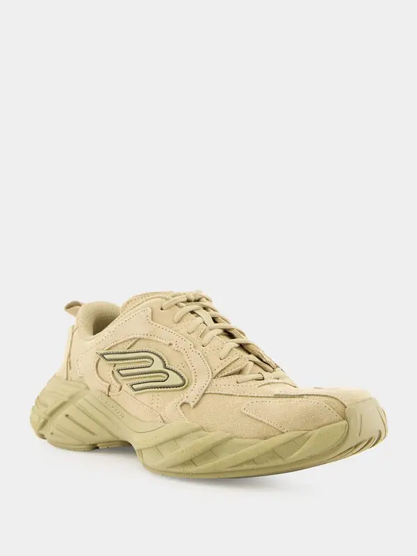 Balenciaga Monday Shoe In Suede Calfskin - Beige