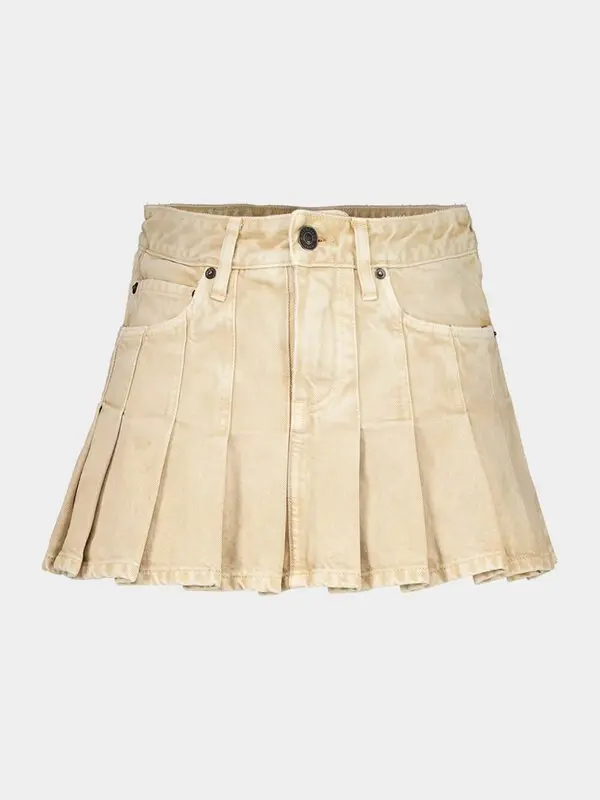 Balenciaga Mini Pleated Denim Skirt - Beige
