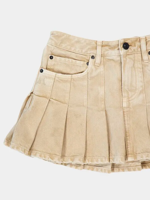 Balenciaga Mini Pleated Denim Skirt - Beige