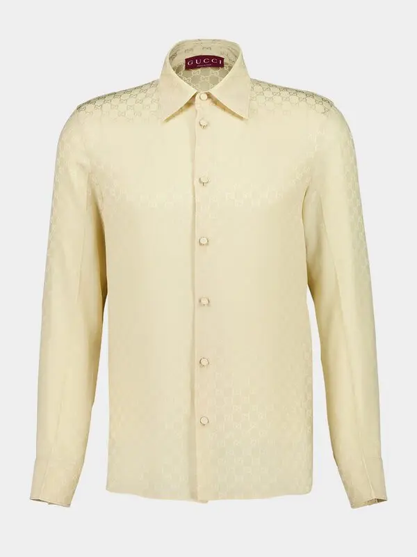 Gucci Gg Silk Jacquard Shirt - Beige