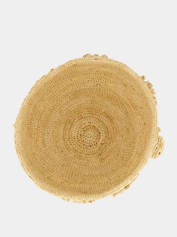 NATALIA BRILLI Natural Raffia Bowl With Mask Motifs